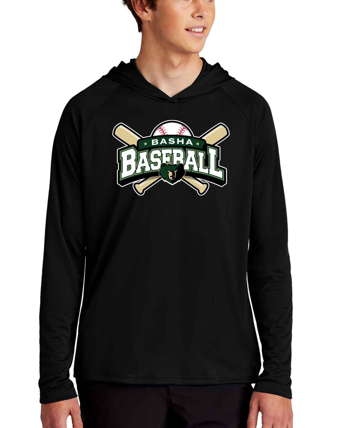 Basha Bears Baseball | Pullover Hooded T-shirt (PC380H) | 9 Logo Desig ...